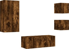 vidaXL 5dílná obývací stěna s LED kompozitní dřevo [3216829] Barva: kouřový dub