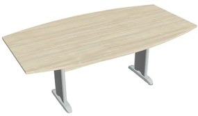 Stůl jednací sud 200 cm - Hobis Cross CJ 200 Dekor stolové desky: akát, Dekor lamino podnože: akát, Barva nohou: Stříbrná