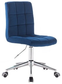 Židle TOLEDO VELUR na stříbrné podstavě s kolečky - modrá