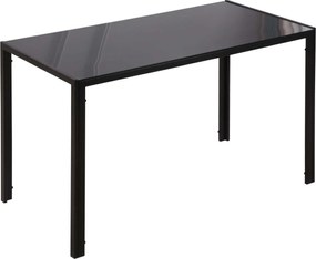 HOMCOM Stůl do jídelny pro 4 osoby, kuchyňský stůl s tvrzeným sklem, černý, 120 x 60 x 75 cm | Aosom