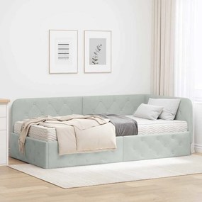 Rohový rám postele Světle šedá 100 x 200 cm samet 3394092