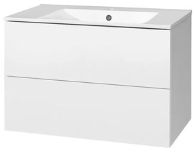 Mereo Mereo, Aira, koupelnová skříňka s keramickým umyvadlem 81 cm, bílá, dub, šedá, CN711