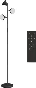 HOMCOM Stojací lampa stmívatelná s čtecí lampou, stojací lampa RGB s měnícími se barvami s dálkovým ovládáním, dotykové ovládání, 3 otočné hlavy, čer…