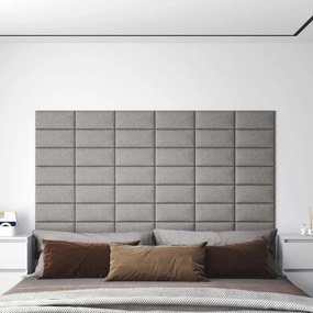 Nástěnné panely 12 ks světle šedé 30 x 15 cm textil 0,54 m² - Default Title