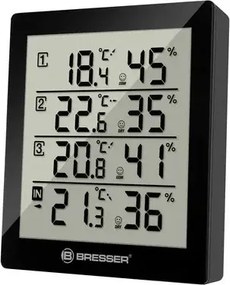 Bresser Temeo Hygro Quadro černá / Teploměr  vlhkoměr / 4 senzory