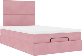 Osmanský rám postele s matracemi růžová 120x200cm samet 3314245