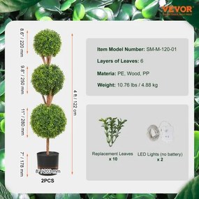Umělé topiary Zimostrázové stromy, 121,9 cm
