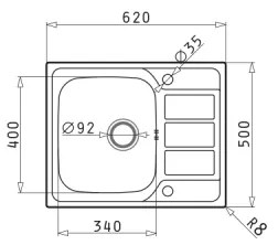 Pyramis 100187101 - Kuchyňský dřez ATHENA 62x50 cm satin