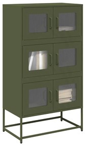 Skříň highboard olivově zelená 68x39x123 cm ocel