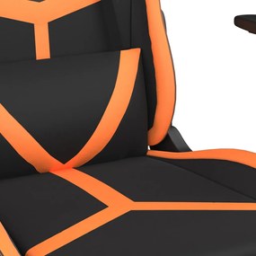 Herní židle s podnožkou černá a oranžová umělá kůže,  3143682