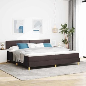 Postel s boxspringem s čelo Tmavě hnědá 200 x 200 cm textil 3338947