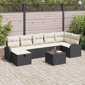 Set pohovek s polštářem s úložištěm Černá a krémová polyratan 3359106
