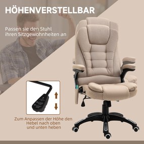 Kancelářská židle Vinsetto s vibrační masáží, ergonomická kancelářská židle s vyhříváním a funkcí polohování, výškově nastavitelná manažerská židle s…