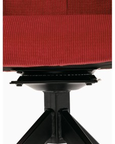 Otočné designové jídelní křesílko HC-993 RED2 látka červená, kov černý matný lak
