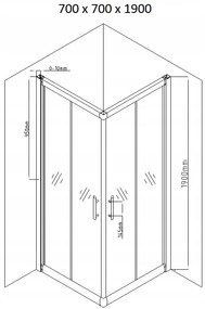 Sprchový kout MAXMAX MEXEN RIO transparent - 70x70 cm, 860-070-070-01-00