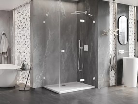 Mexen Lunar, pravostranný výklopný sprchový kout 70 x 90 cm, 8mm čiré sklo, bílý profil, 834-070-090-20-00-P