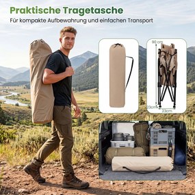 Costway Skládací kempingová židle s podnožkou, lehátko, 4 polohovatelné