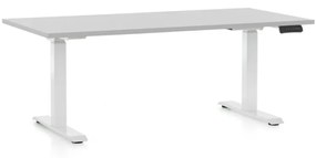 Výškově nastavitelný stůl OfficeTech C, 160 x 80 cm, bílá podnož, světle šedá