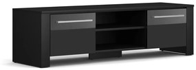 TV stolek Manhattan 140 cm matná černá/lesklá černá