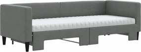 Válenda s přistýlkou a matracemi tmavě šedá 80 x 200 cm textil 3196592