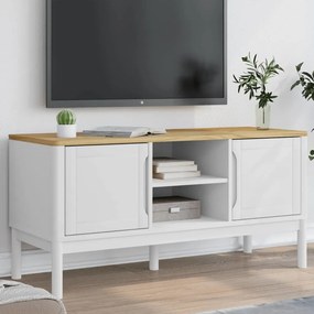 vidaXL TV stolek FLORO 114 x 43 x 55 cm masivní borové dřevo [374016] Barva: Bílá