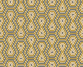 Vliesová tapeta žlutá, šedá, geometrická 377074 / Tapety na zeď 37707-4 Jungle Chic (0,53 x 10,05 m) A.S.Création