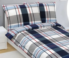 Bellatex Povlečení krepové Káro Modrá,Šedá,Červená rozměr 140x200, 70x90 cm