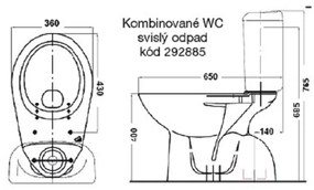 Kombi klozet Optiline (Europa) Perfetto svislý odpad smontovaný