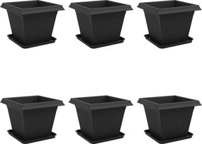 Květináče 6 ks Černá Plast 3403302