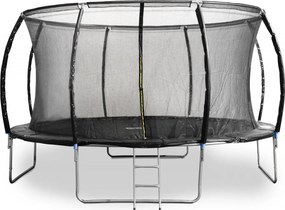 Trampolína G21 SpaceJump 430 cm, černá, s ochrannou sítí + schůdky zdarma [6904270]