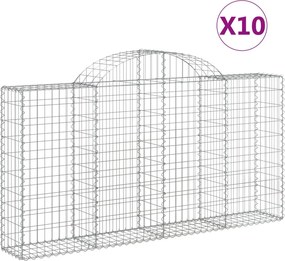 Klenuté gabionové koše 10ks 200x30x100/120cm pozinkované železo 3146118