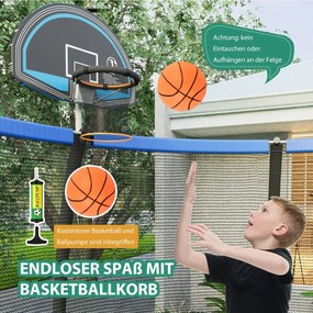 Costway Φ 244 cm venkovní trampolína s basketbalovým košem