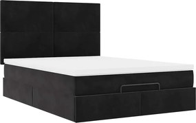 Osmanský rám postele s matracemi černá 140x190cm samet 3314248
