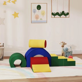 AIYAPLAY 5dílná sada měkkých stavebnic pro miminka a malé děti, pěna, umělá kůže, 5 kreativních tvarů, indoor sada k lezení, plazení, hraní, barevná
