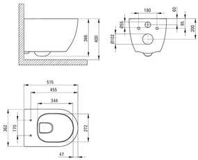 Deante Toilet bowl, with seat, rimless