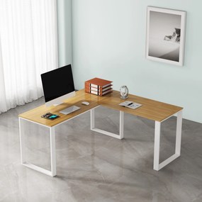 Rohový kancelářský stůl Houseland Nuvia Home 03 160 cm dub/bílý