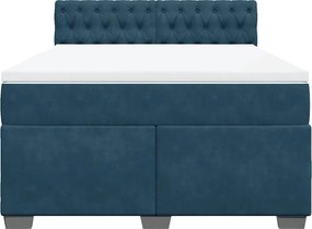 Box spring postel s matrací tmavě modrá 140x190 cm samet 3286316