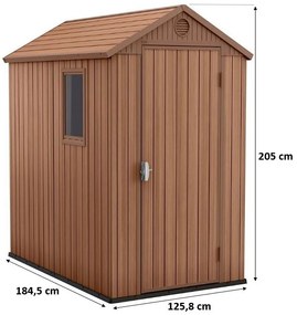 KETER DARWIN 4 x 6 zahradní domek, 125,8 x 184,5 x 205 cm, hnědý 17209417