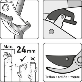Nůžky zahradnické WINLAND, 205mm, rohatkový převod, max 24 mm, EXTOL PREMIUM