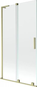 Mexen Velar L, 2-křídlová posuvná vanová zástěna 100 x 150 cm, 8mm čiré sklo, zlatý matný profil, 896-100-003-01-55