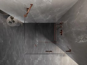 Mexen Lunar-F, sklápěcí sprchový kout pravý 90 x 90 cm, 8mm čiré sklo, růžové zlato 836-090-090-60-00-P