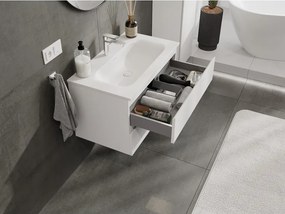 Mexen Orio, koupelnová skříňka 80 cm s umyvadlem Vela, 2 zásuvky, bílá matná, 91A10-08047-2-BFF01-W23M01