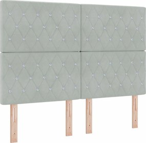 Postel s boxspringem s čelo Světle šedá 200 x 160 cm samet 3344456