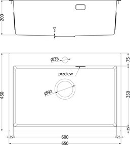 Mexen Solix, 1-komorový nerezový dřez 650 x 450 mm, broušená zlatá, vzor voština, 6403651000-55HC