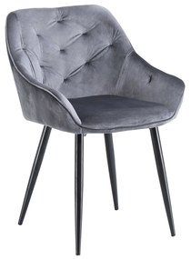 Židle K487, šedá - moderní, prošívaná, glamour, do obývacího pokoje, jídelny, VELVET