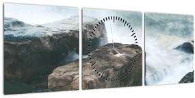 Obraz - síla vody (s hodinami) (90x30 cm)