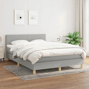 Box Spring Postel S Matrací Textil Světle Šedá Hladký design 140 x 190 cm