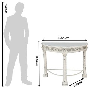 Krémový antik konzolový stolek v romantickém stylu Pierre – 120x49x86 cm