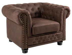 Massive home | Křeslo CHESTERFIELD II 105 CM vintage hnědé mikrovlákno