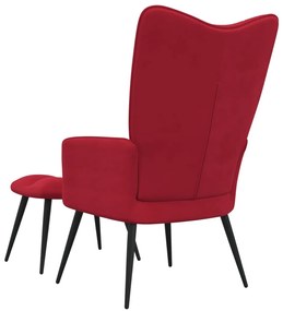 vidaXL Relaxační křeslo se stoličkou vínové samet
